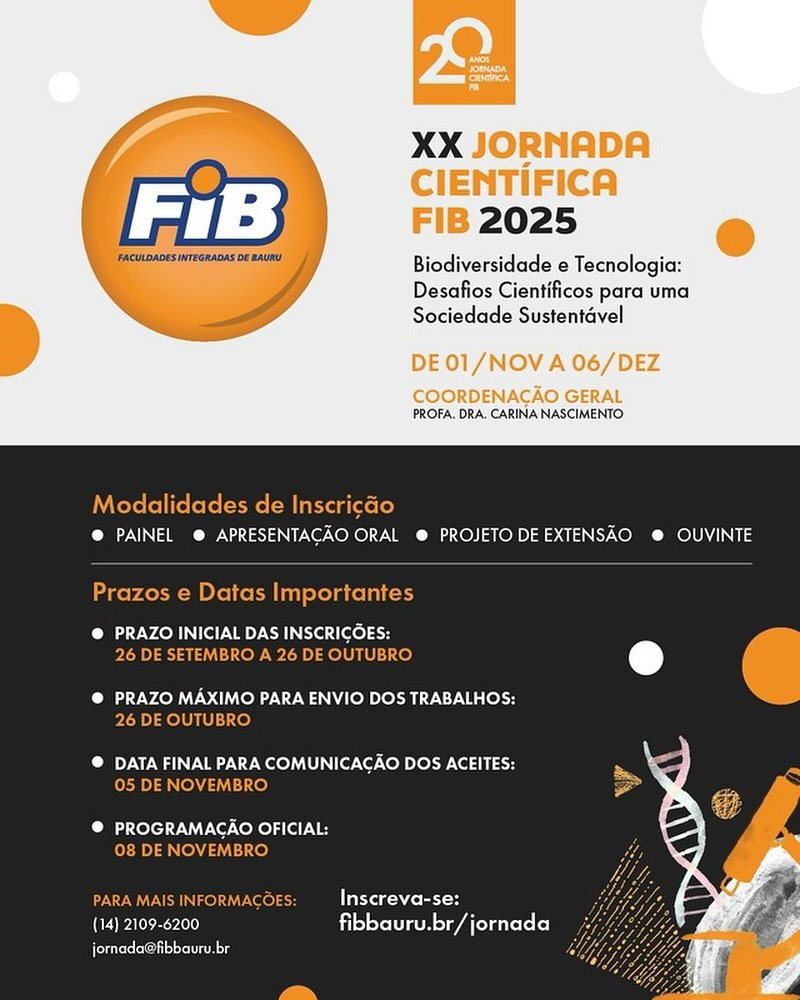 XX Jornada Científica está com inscrições abertas